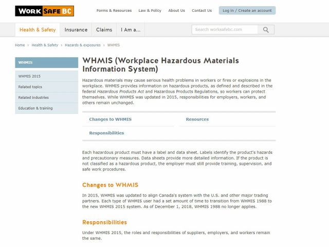 WHMIS WorkSafeBC - Manufacturing Safety Alliance of BC (2026)